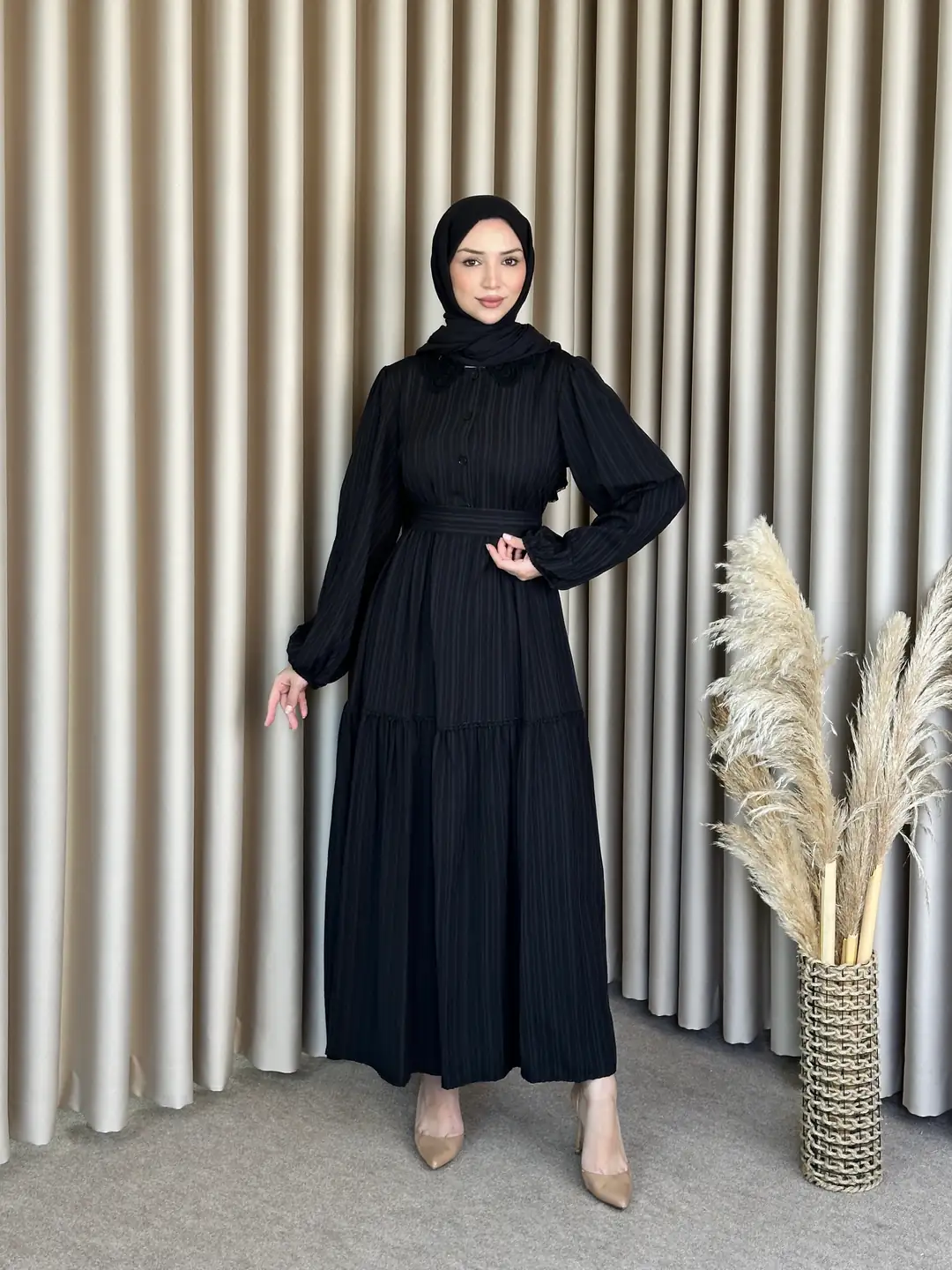 Flora Dantel Detaylı Elbise Siyah - Siina Official