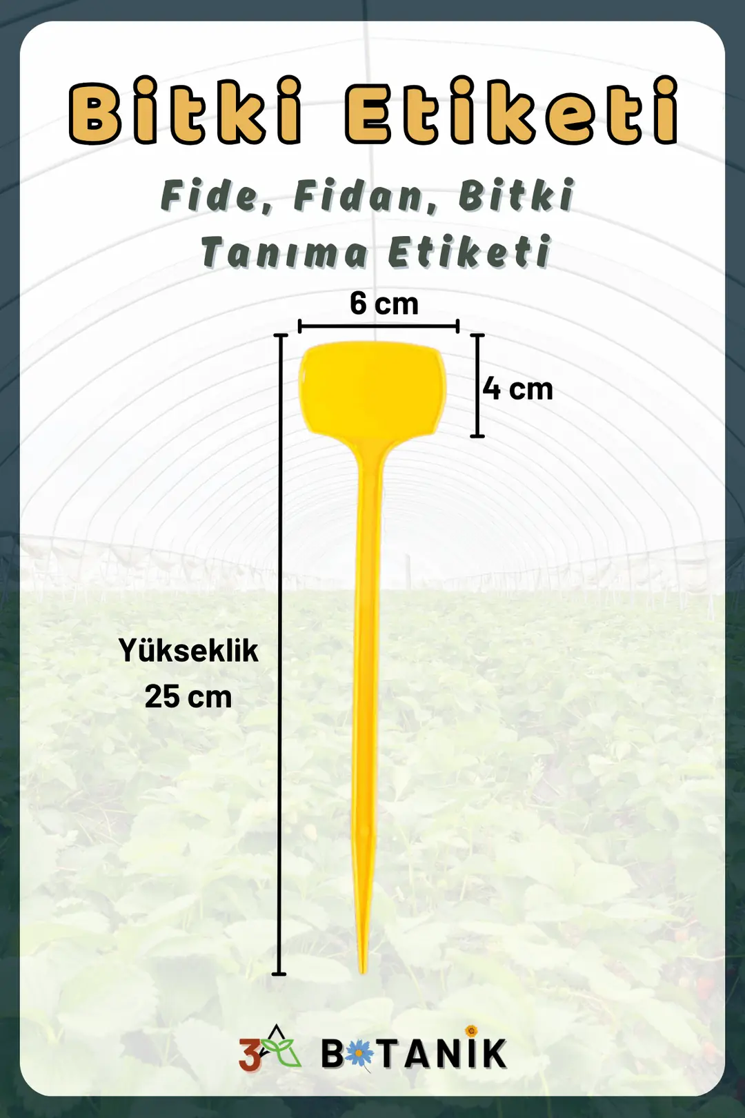 Bitki Tanıma Etiketi, Fide & Fidan Etiketi, 6x4x25 cm
