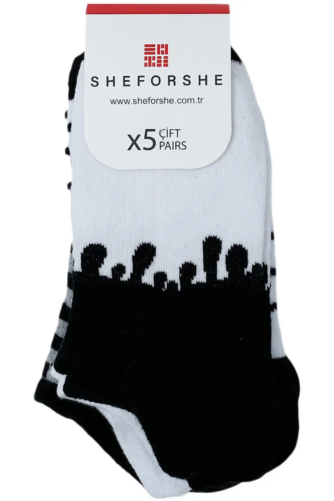 Sheforshe 5'Li Benekli Zebra Patik Unisex Çorap | Miniso