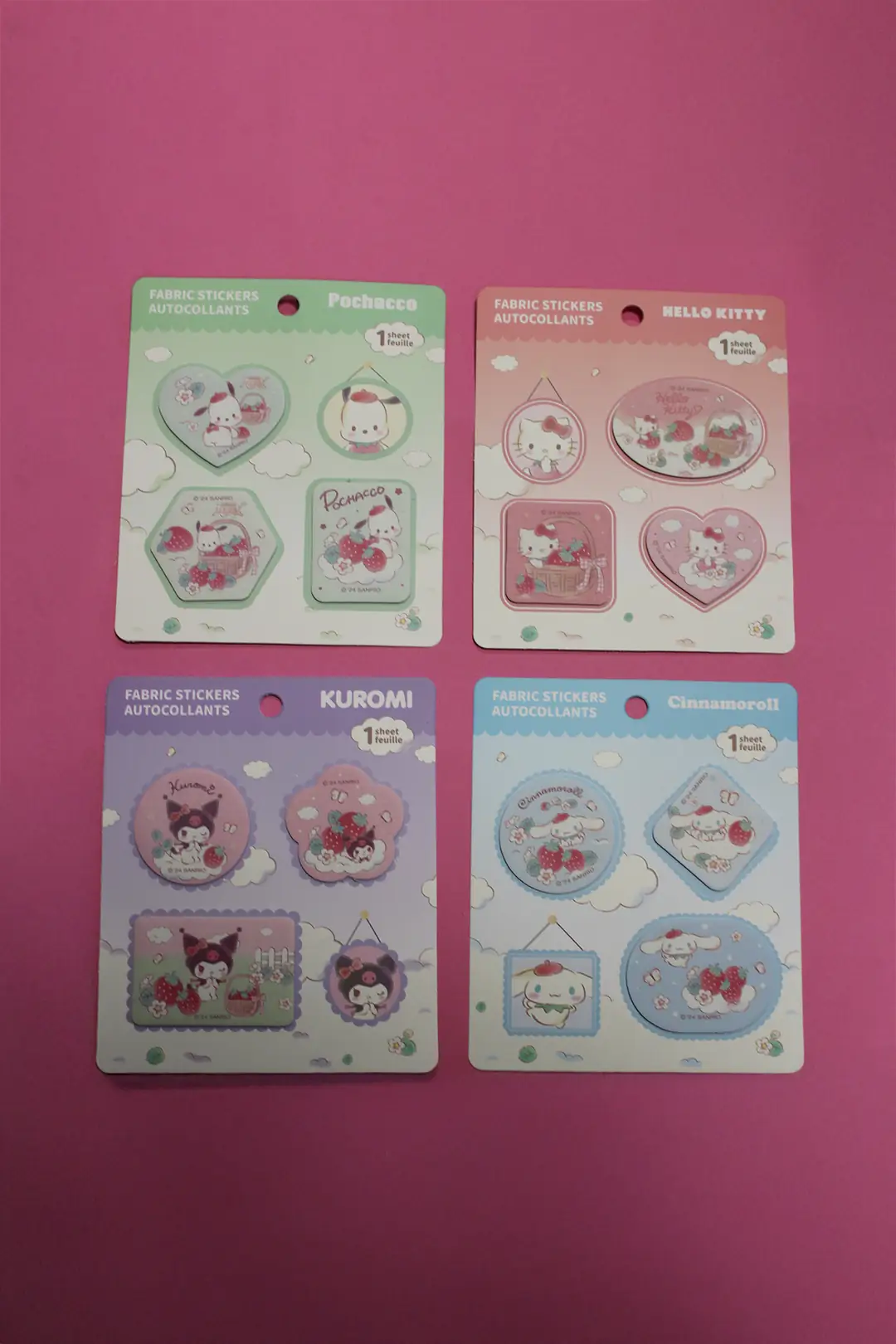Sanrio Lisanslı Çilek Koleksiyonu Yapışkanlı Kumaş Sticker