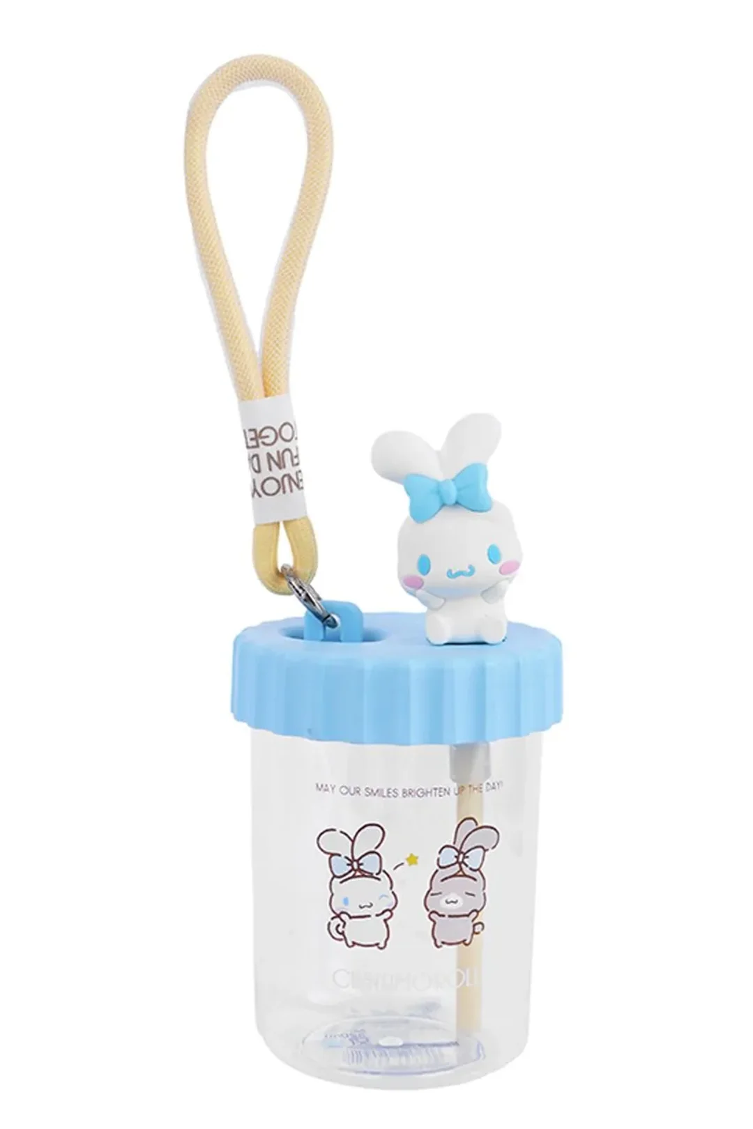 Sanrio Lisanslı Pipetli ve Askılı Plastik Şişe (520mL) - Cin