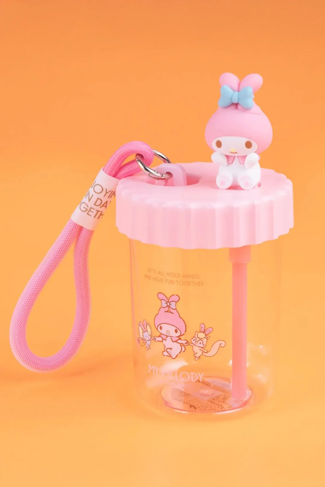 Sanrio Lisanslı Pipetli ve Askılı Plastik Şişe (520mL) - My