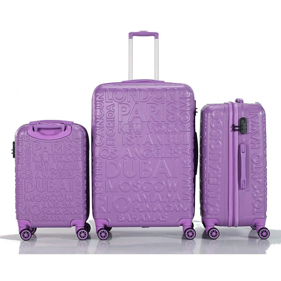 Albatros Kabartma Yazılı Büyük Boy Valiz Koyu Mor | Miniso