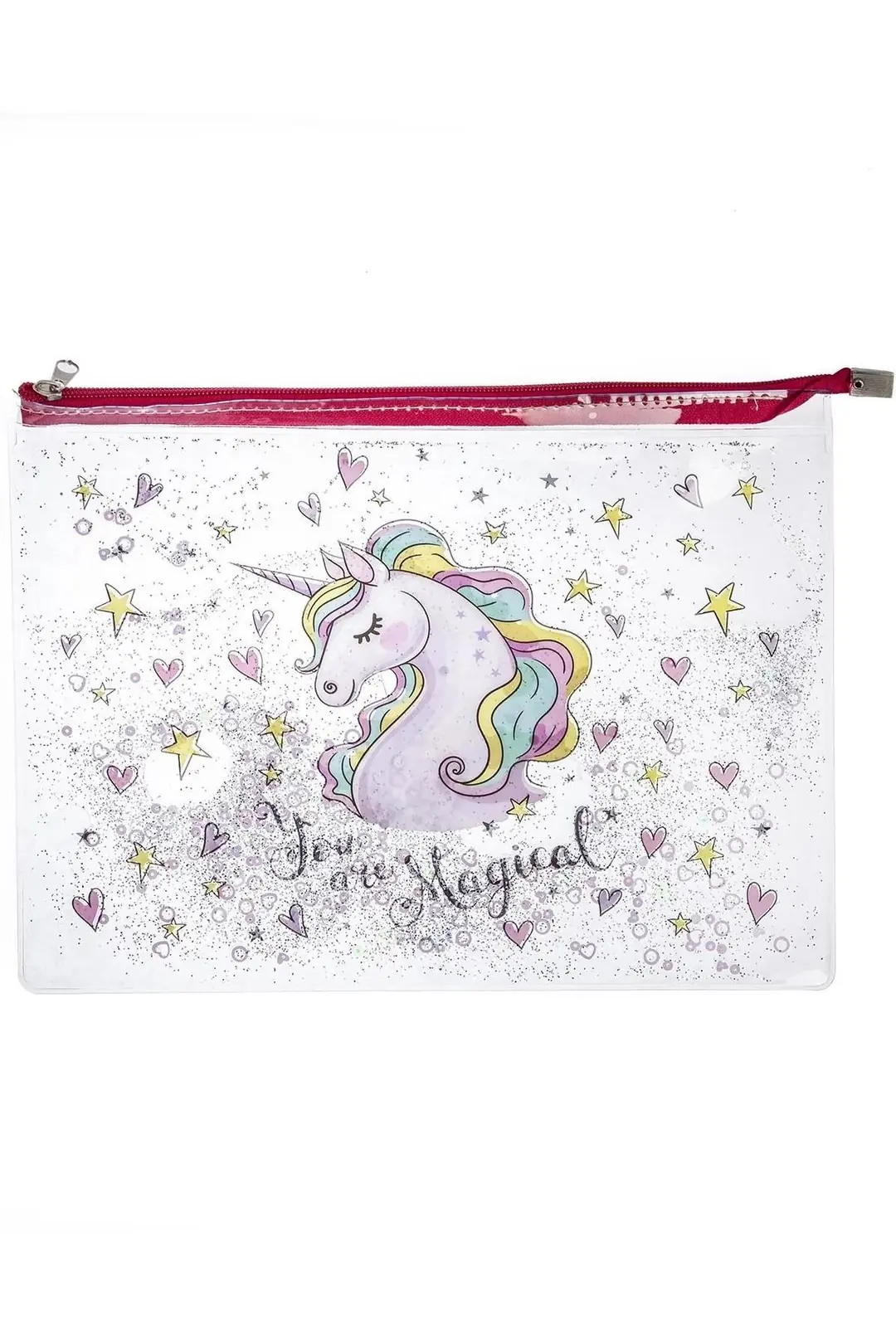 Vuki Sulu Fermuarlı Unicorn Dosya A4 | Miniso