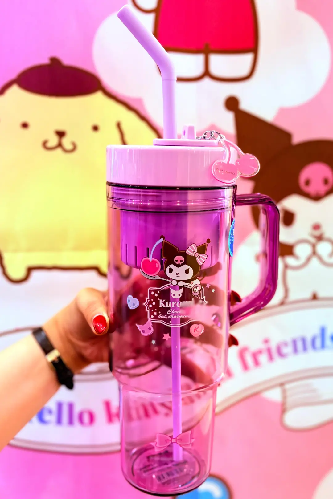 Sanrio Lisanslı Pipetli Plastik Şişe (1250ml) - Kuromi