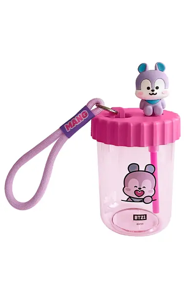 BT21 Lisanslı Süslemeli ve Askılı Plastik Şişe (520mL) - Mang