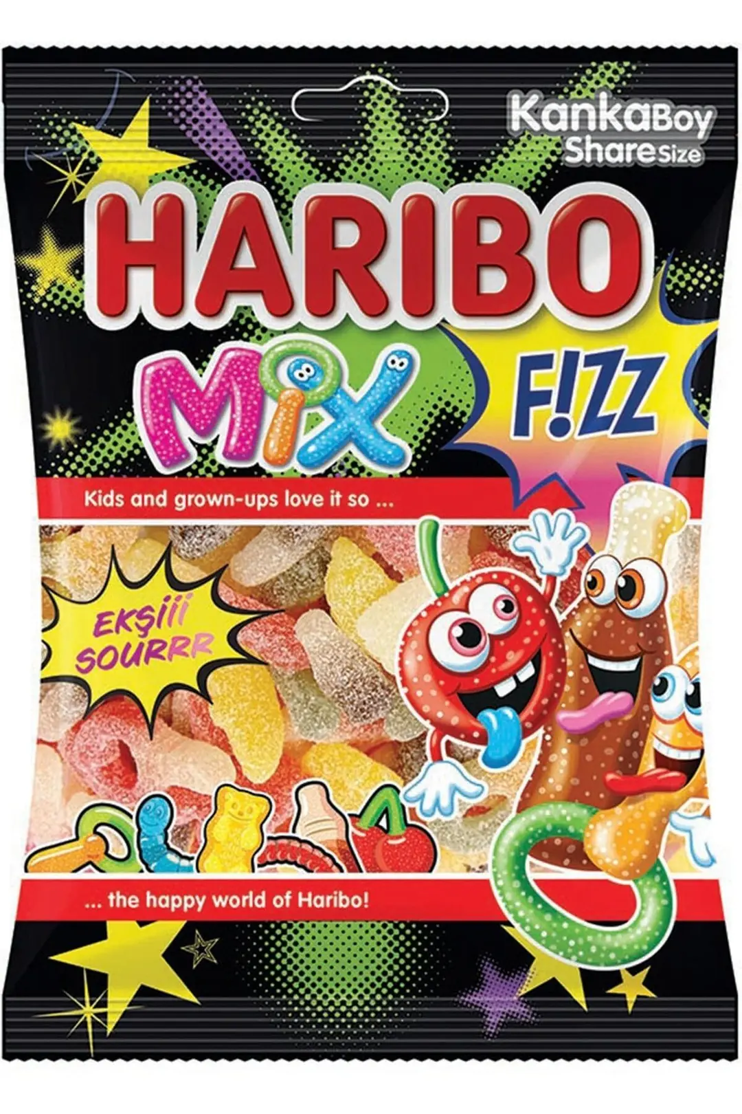 Haribo Fizz Mix Ekşi Jelibon 70 Gr