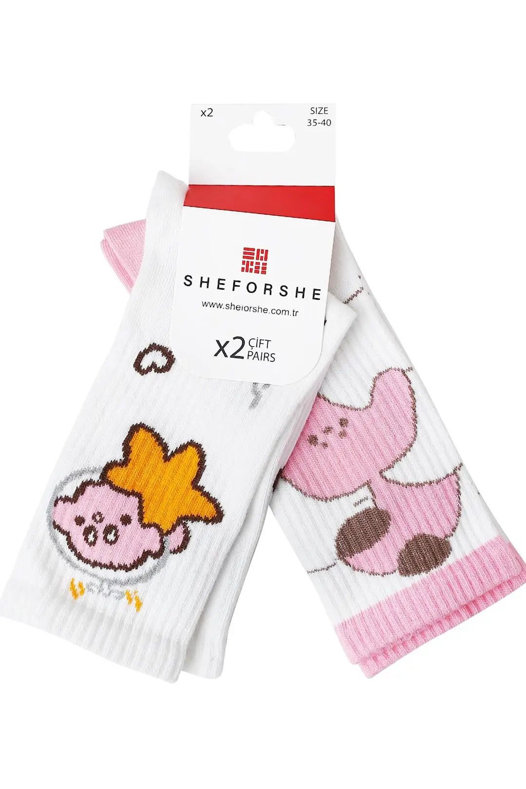 Sheforshe AW23 2'li Yıldızlı ve Uyuyan Pembe Kahraman Desenl