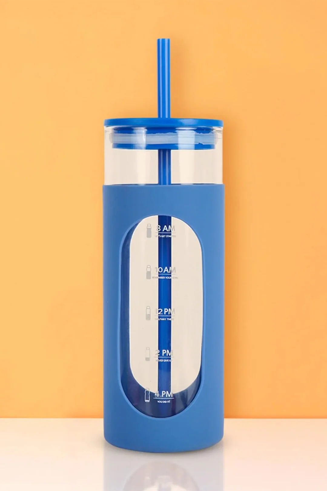 475ml Silikon Kılıflı Borosilikat Mavi Pipetli Cam Şişe