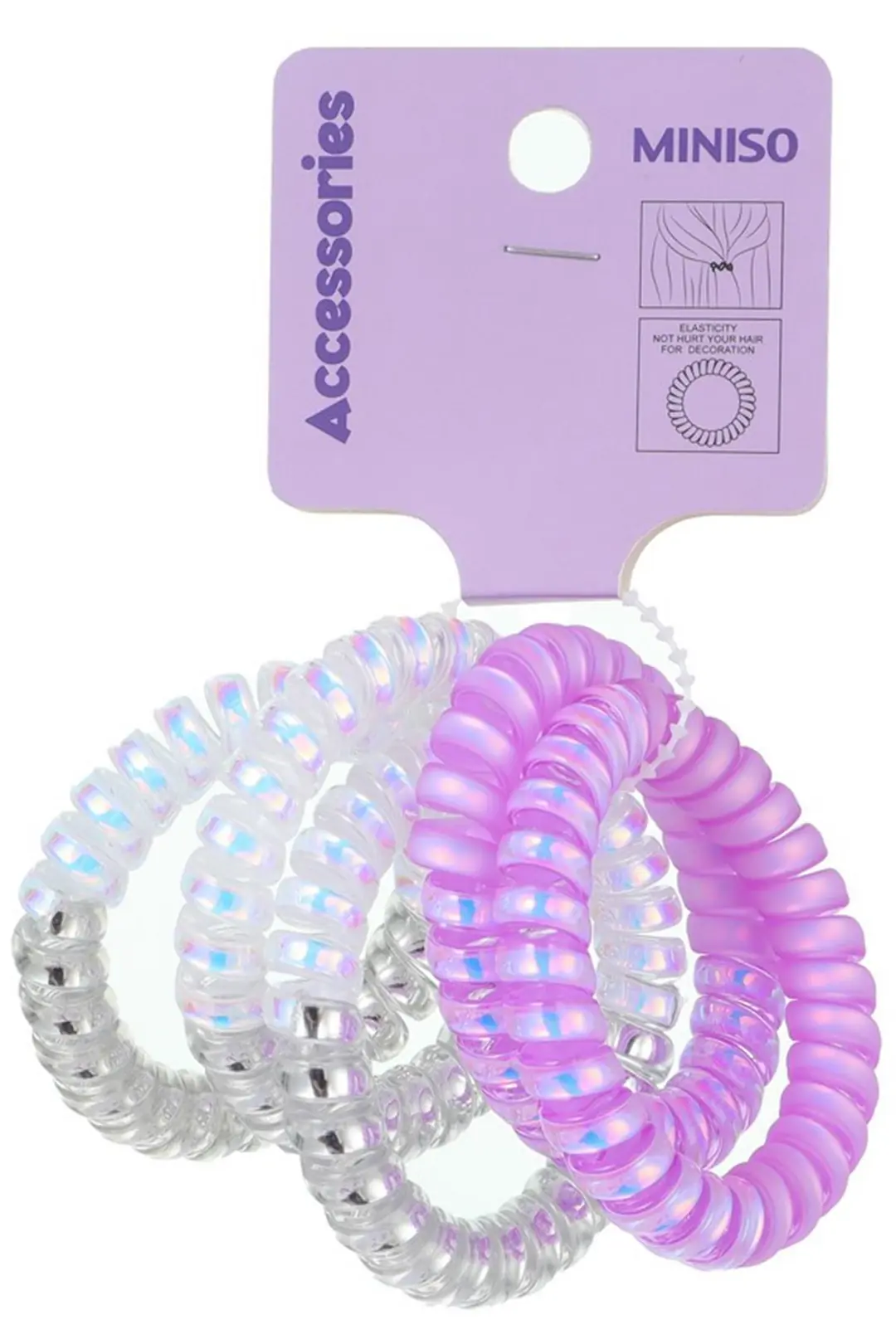 Parlak Renkli Spiral Saç Lastiği Beşli Set | Miniso
