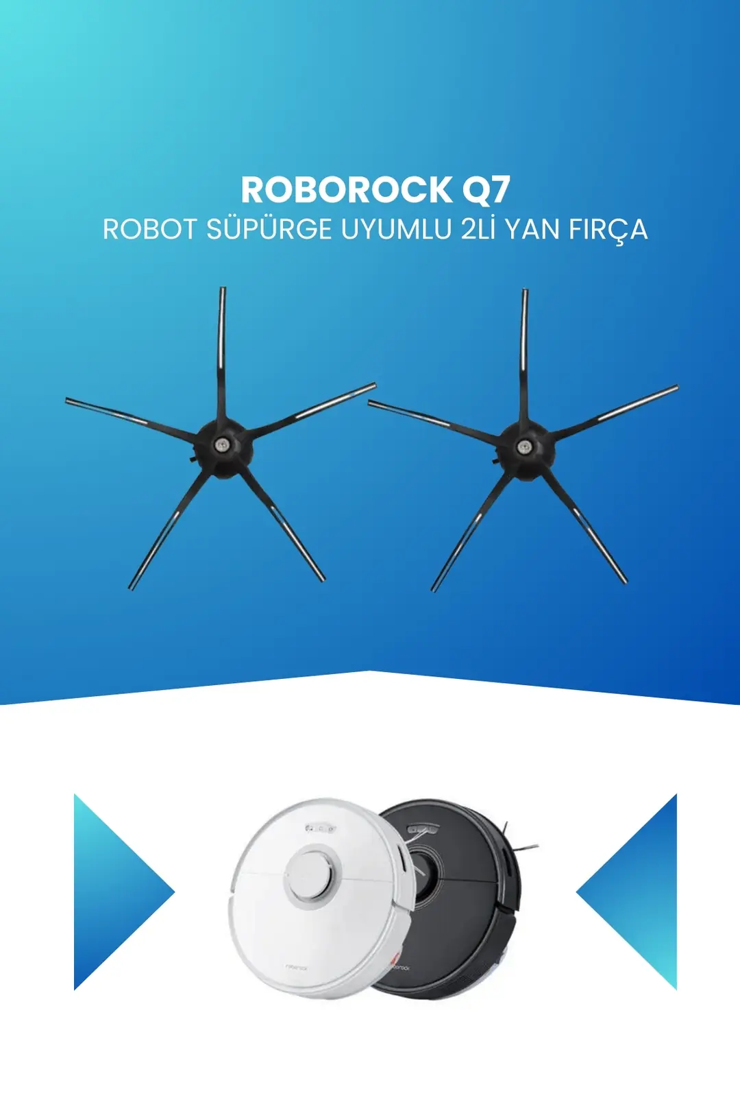 Roborock Q7 2li Yan Fırça Siyah Uzun Ömürlü | Electroll