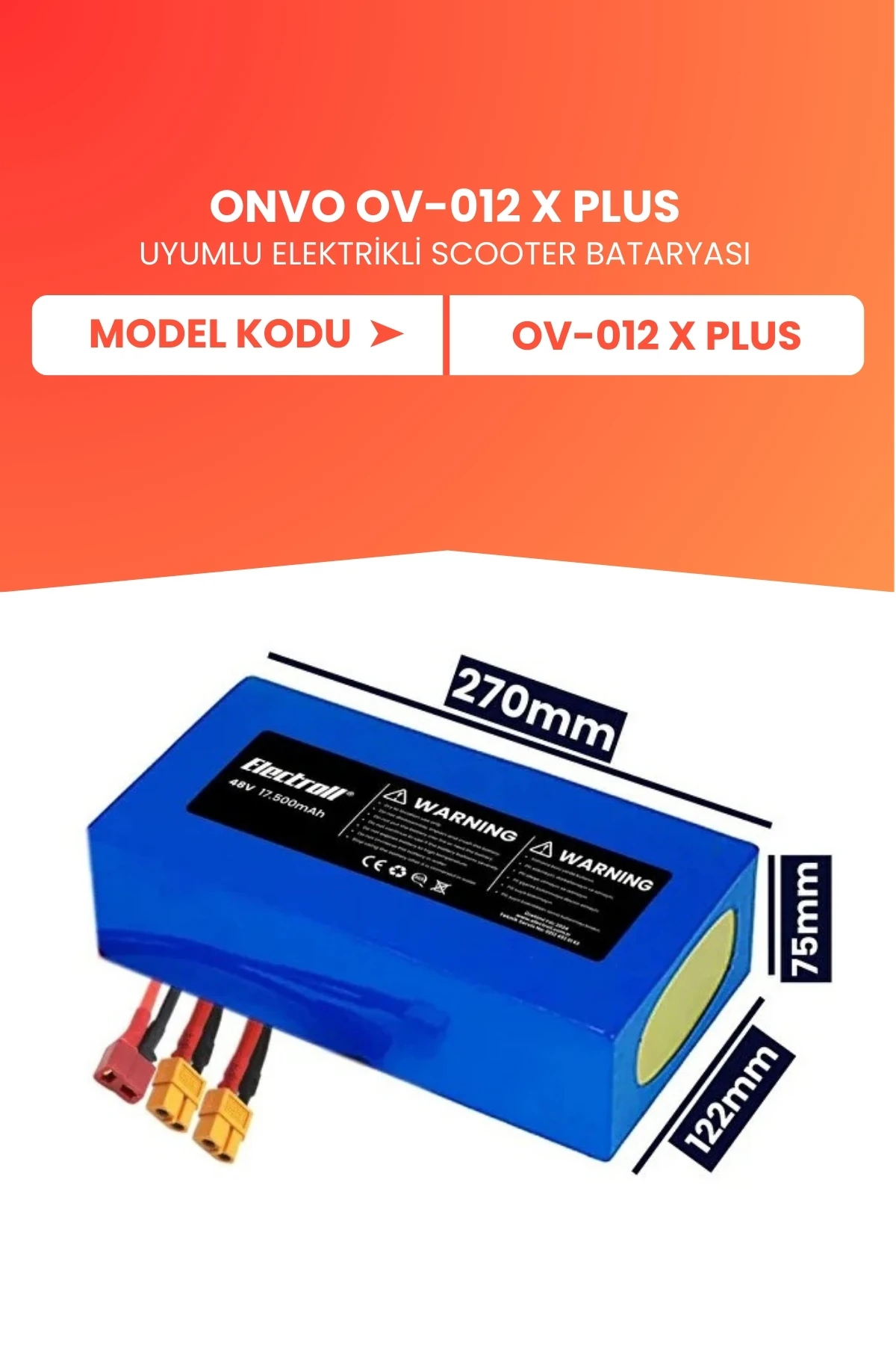 Onvo Ov-012 X Plus Elektrikli Scooter Batarya 48V 17.5Ah Uzun Ömürlü ...