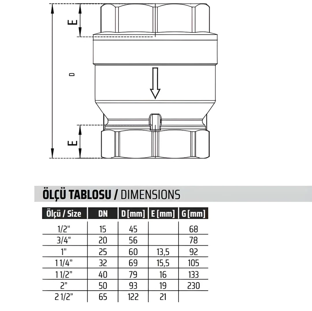 Unival Pirinç Yaylı Çekvalf CHE-0102 | 1/2" - 2" | PN10