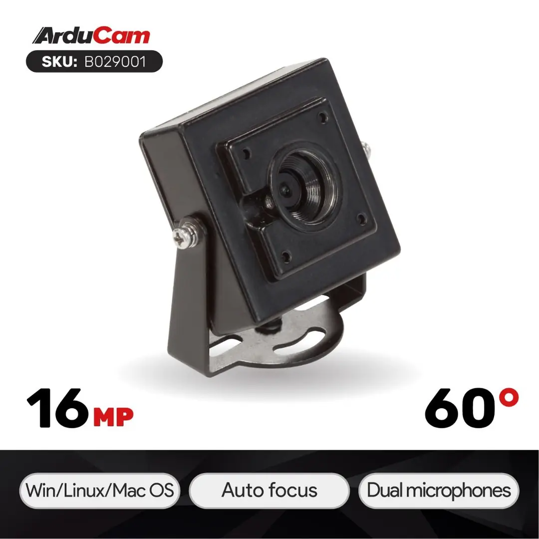 Arducam 16MP Otomatik Odak Metal Kasalı IMX298 Mini UVC 4K USB Kamera | SAMM Market