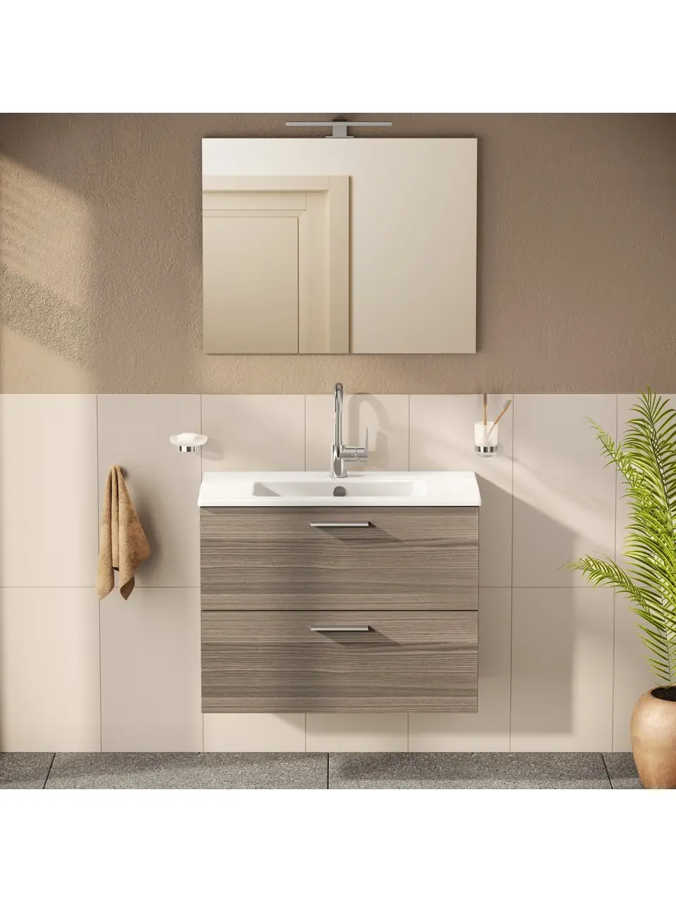 VitrA Mia 75101 Banyo Dolabı Seti, Çekmeceli, 80 cm, Cordoba