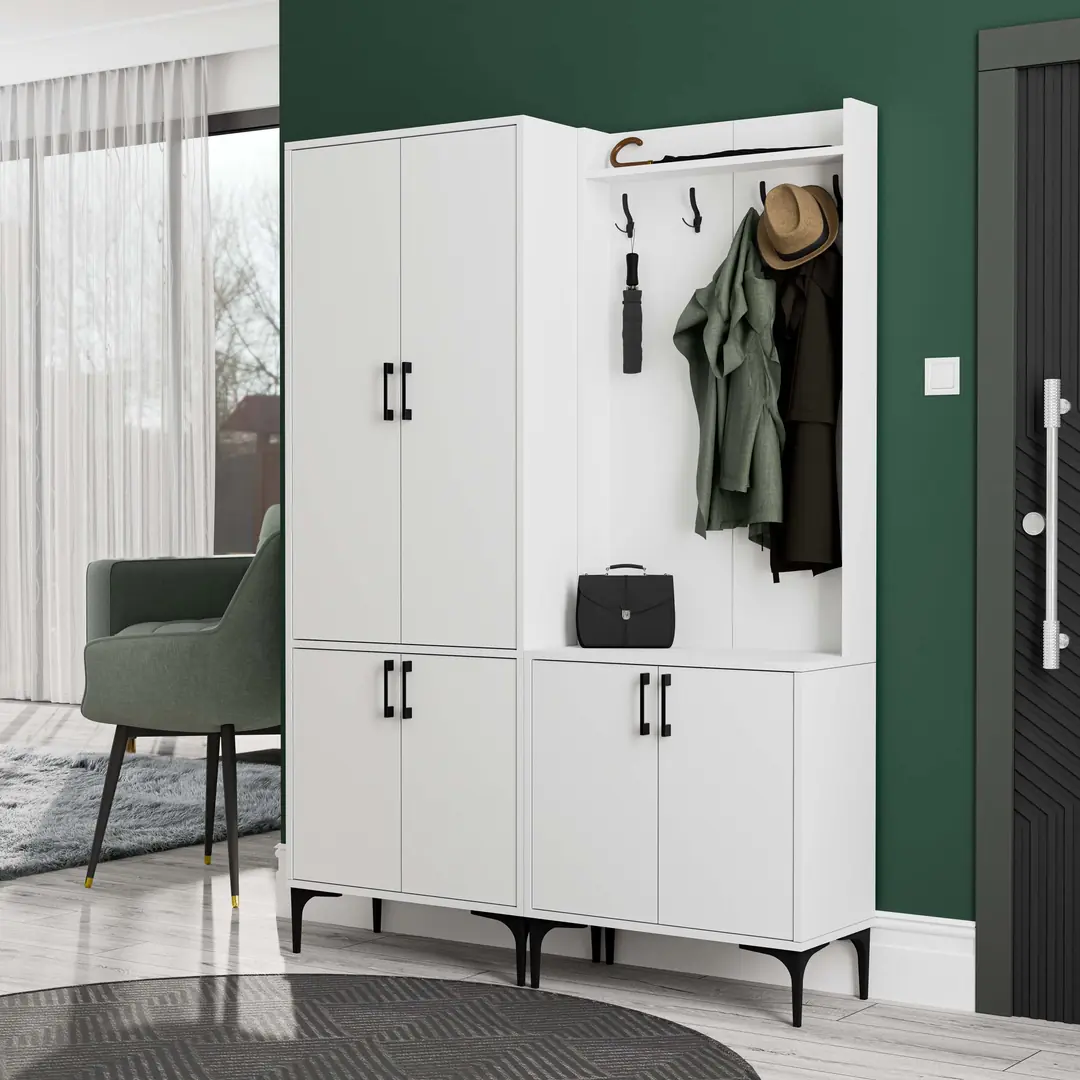 Set 5030-5000 Royal 6 Kapaklı 9 Askılı Portmanto Beyaz