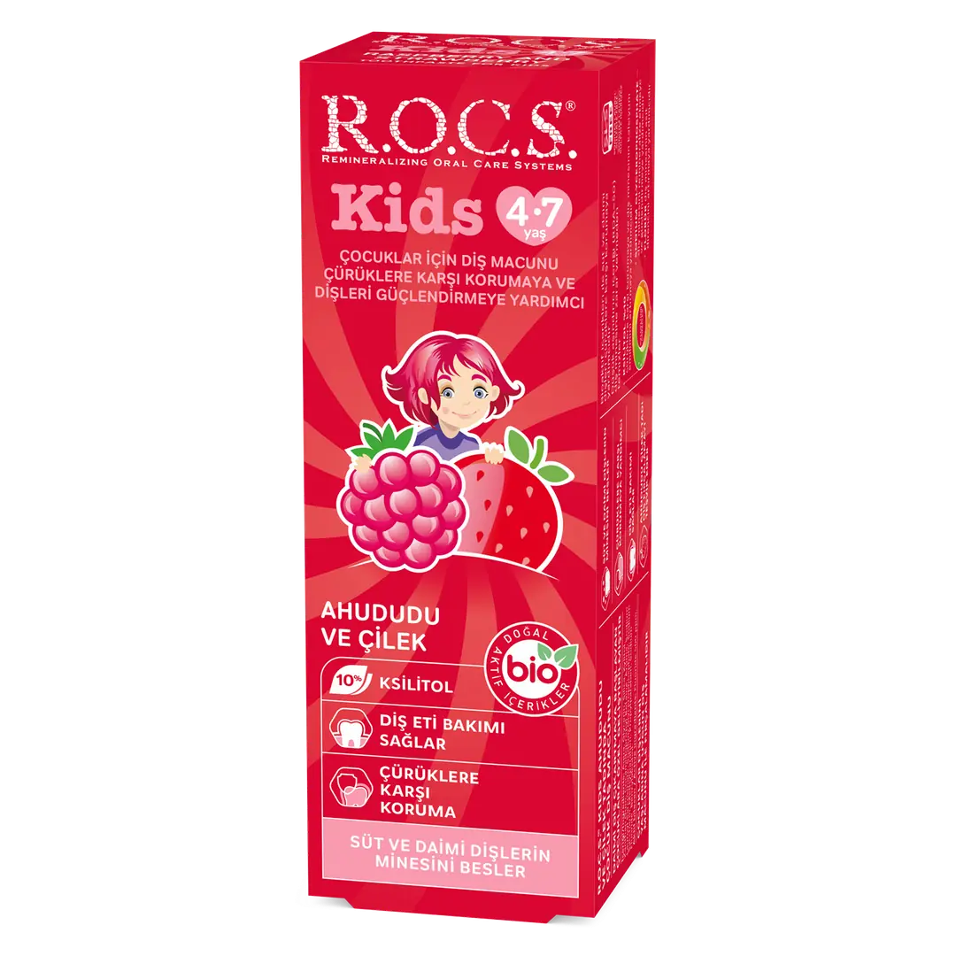 Ahududu&Çilekli 500ppm Florürlü Çocuk Diş Macunu 45g | ROCS