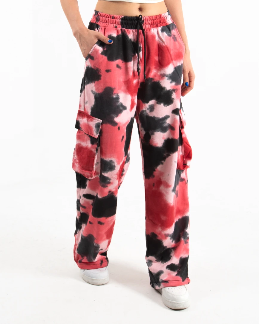 Kadın Pembe Batik Kargo Pantolon - Gerusta