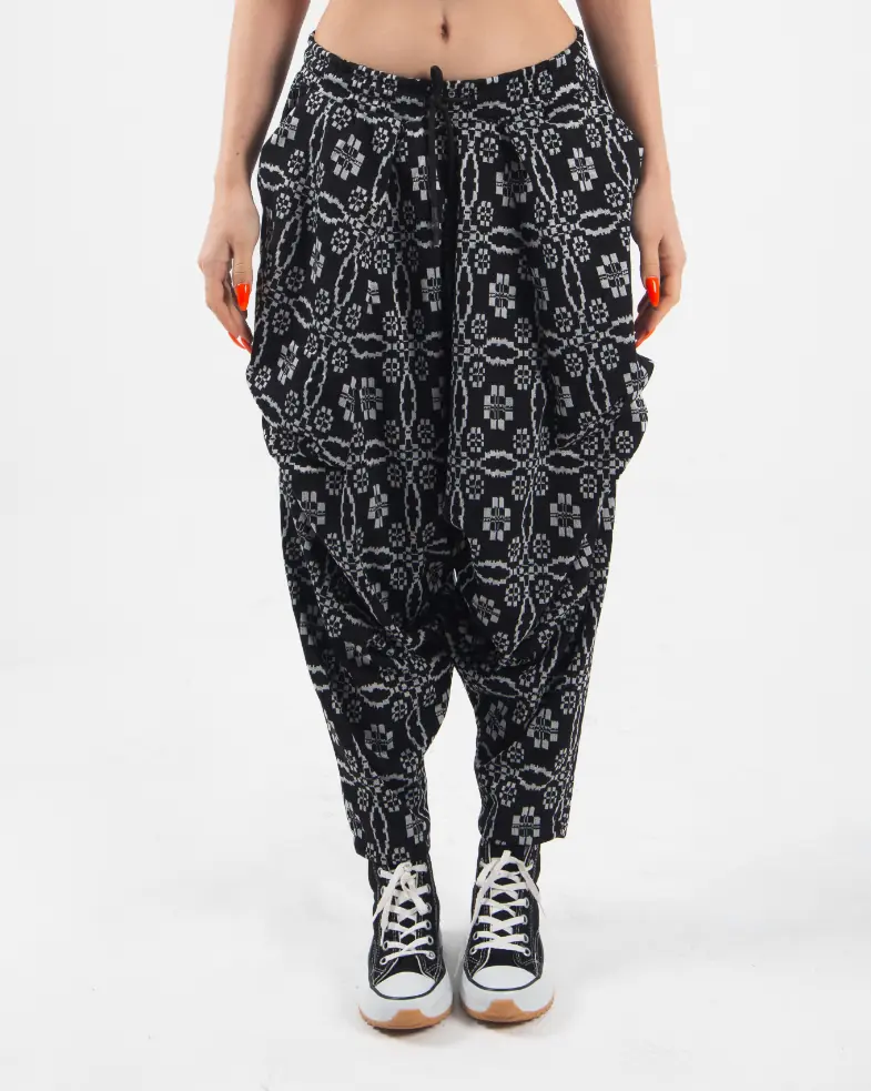 Kadın Pixells Pileli Şalvar Pantolon - Gerusta