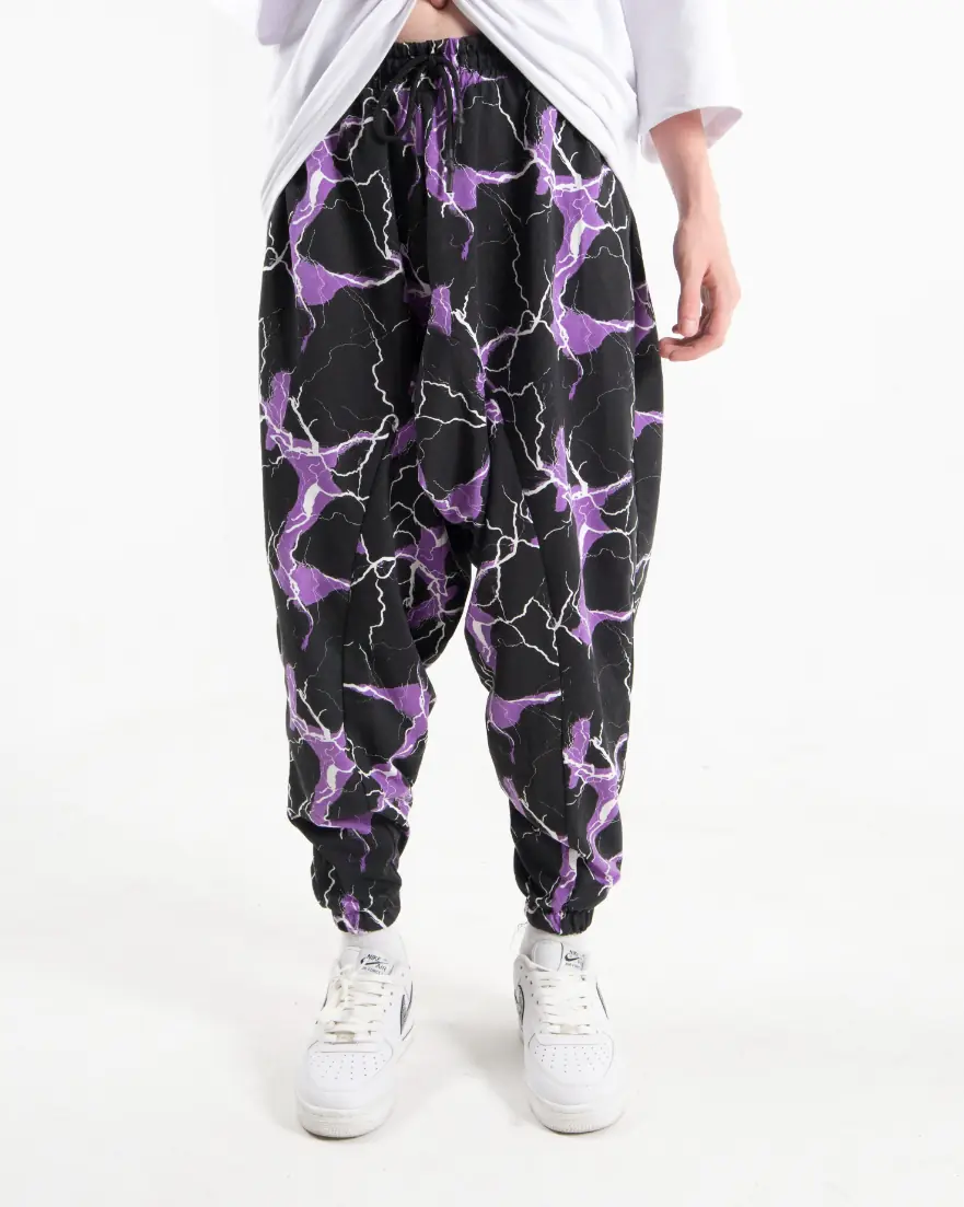 Erkek Mor Lightning Şalvar Pantolon - Gerusta