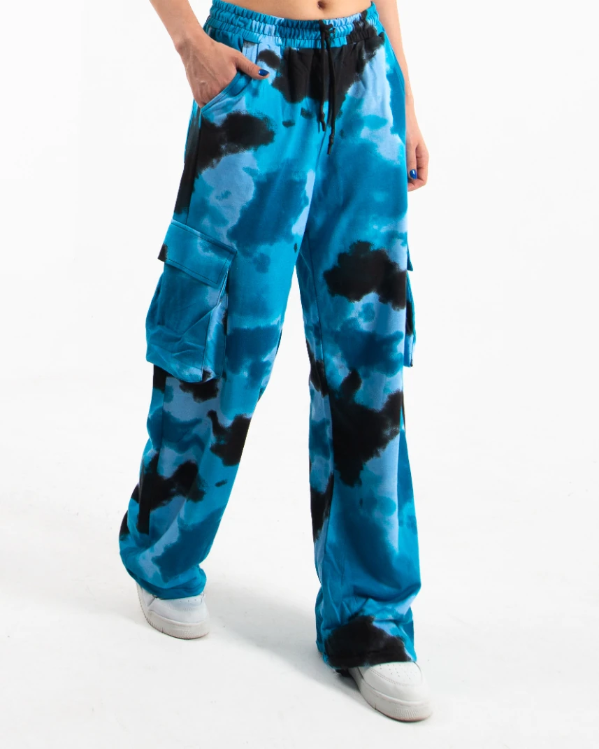 Kadın Mavi Batik Kargo Pantolon - Gerusta