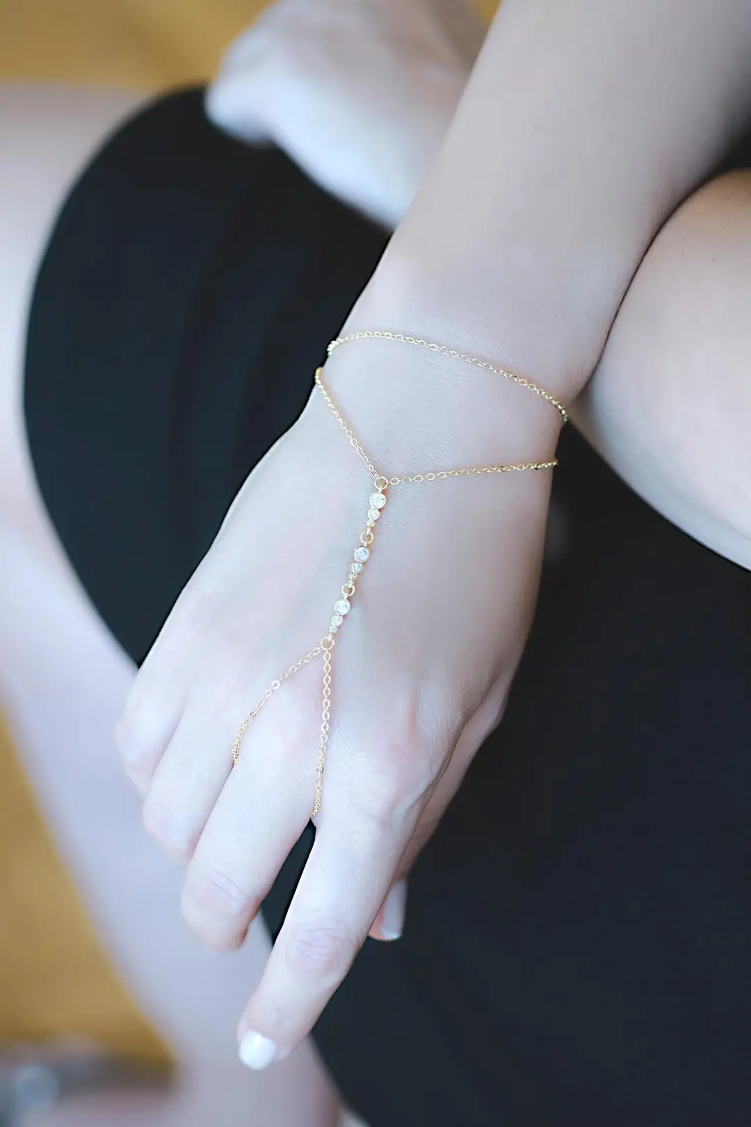 TINY DIAMOND - Hand Chain - Dainty CZ Finger Chain | APP