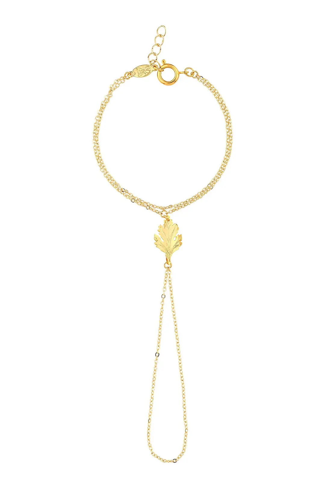 THE LEAF - Hand Chain - Gold Dainty Leaf Finger Chain | APP