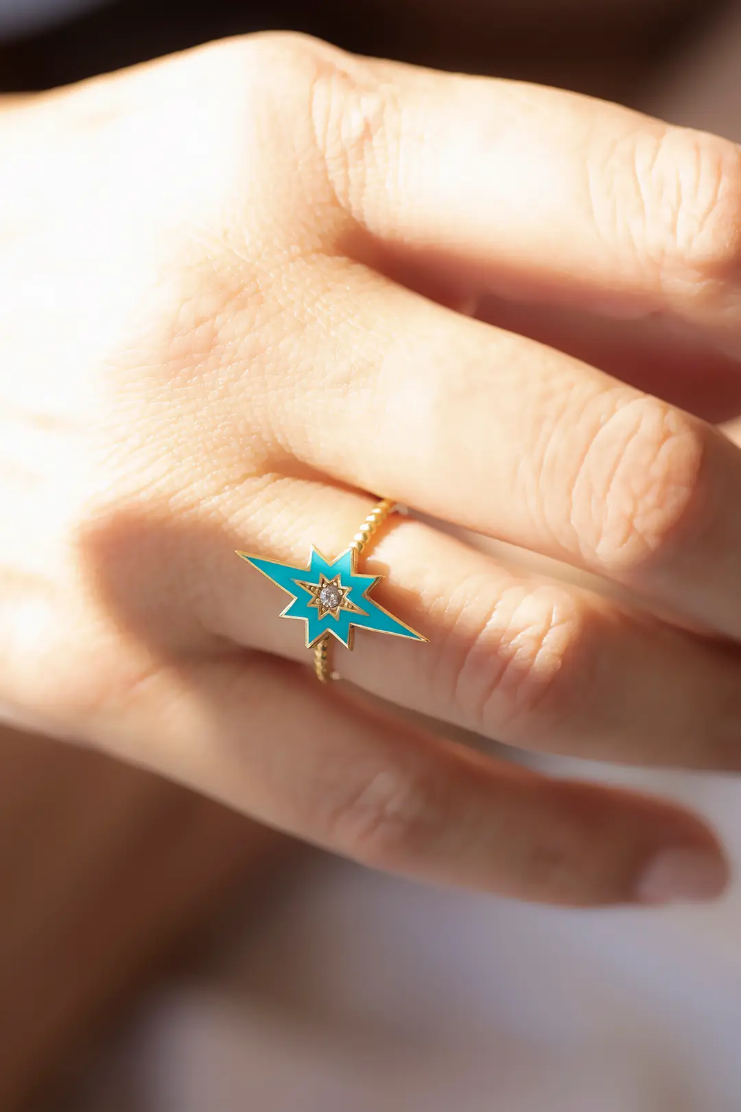 SPARKLE - AZURE - Pole Star Ring - Blue Star Ring | APP