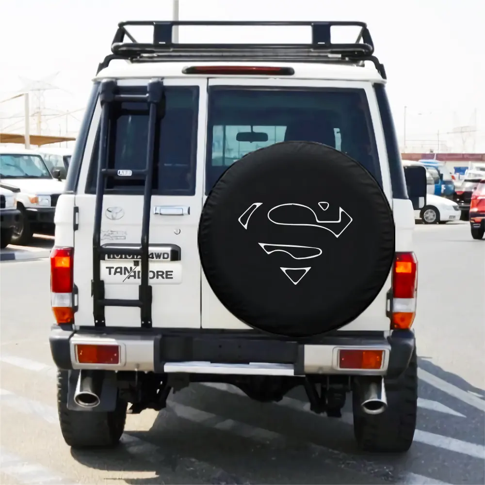Supermen Logo Spare Wheel Tire Cover - White