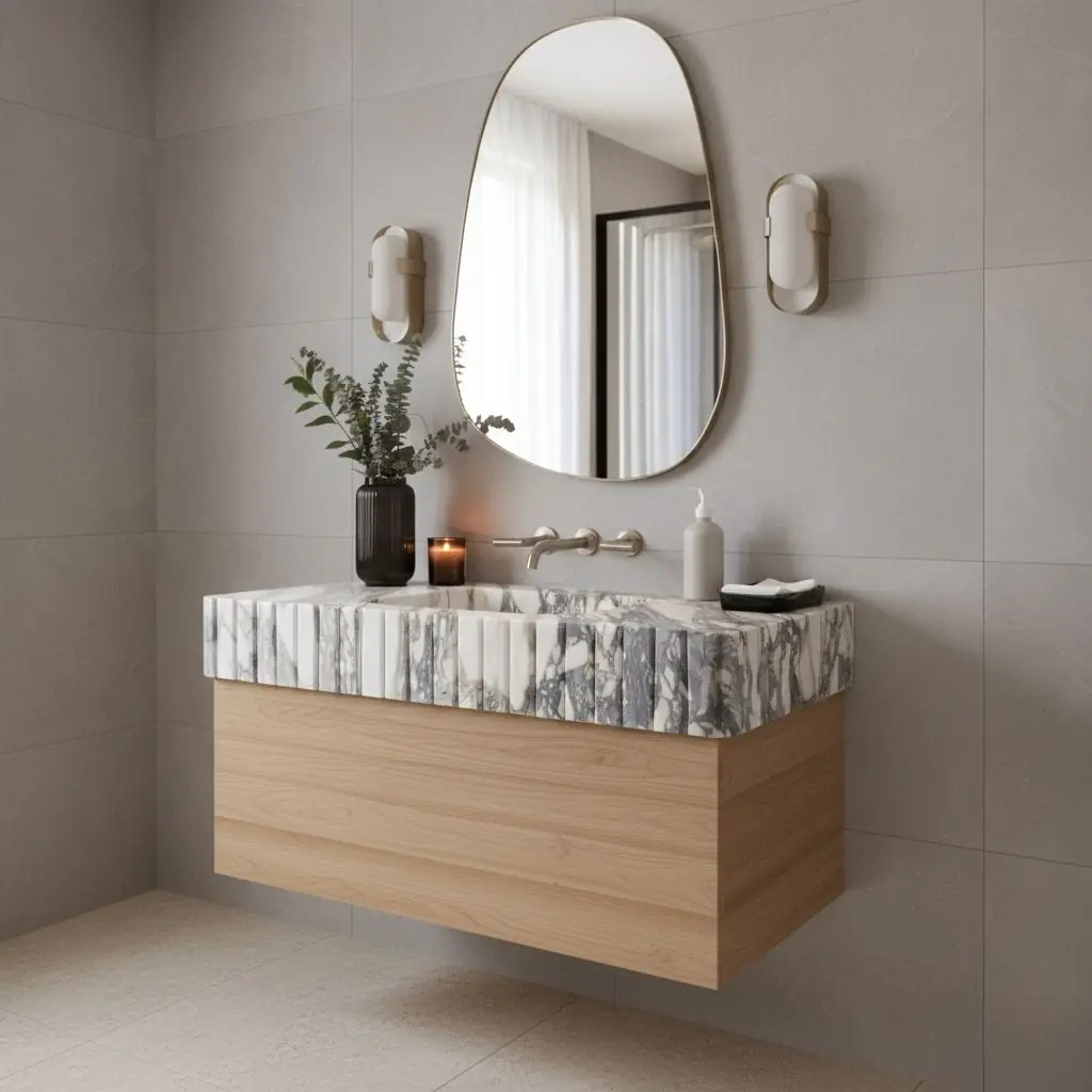 Calacatta Viola Fluted Sink