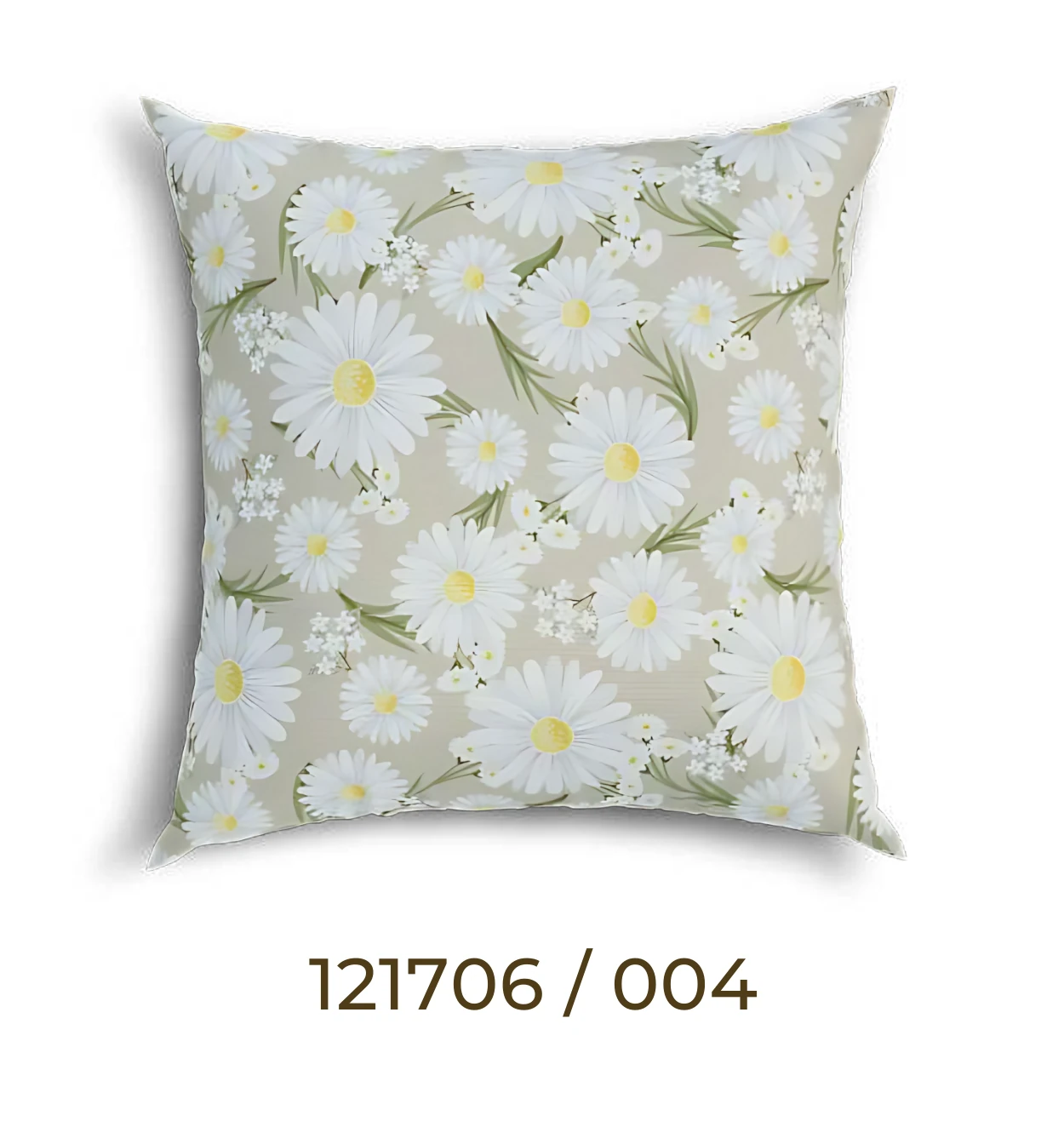 Cappuccino Daisy Patterned Duck Fabric - Duck Cloth