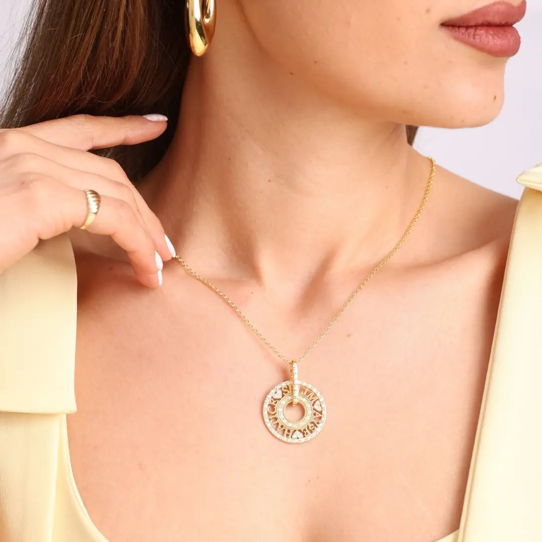 14 Ayar Altın Shine Circle Tasarım Kolye