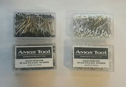 Amos Tool 34mm Glass Head Pins (50g/Box)