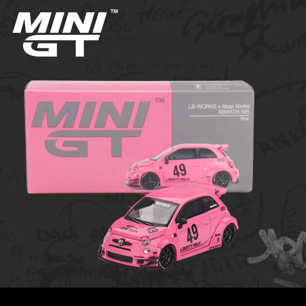 Mini GT 851 ABARTH 595 LB-WORKS x Abas Works Pink - Matdiecast