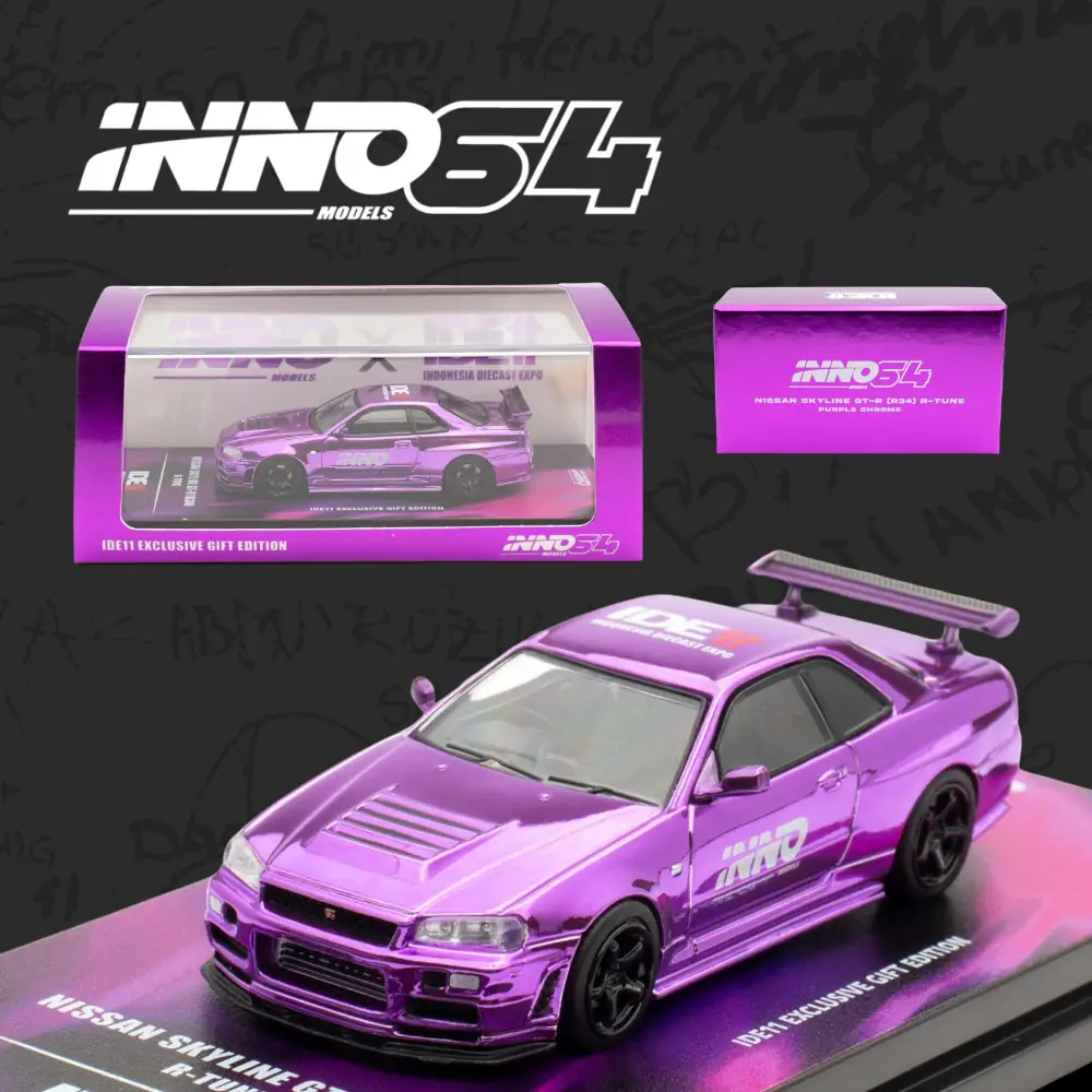 INNO NISSAN SKYLINE GT-R (R34) MOR KROM IDE 2024 GİFT EDİTİON-Matdiecast