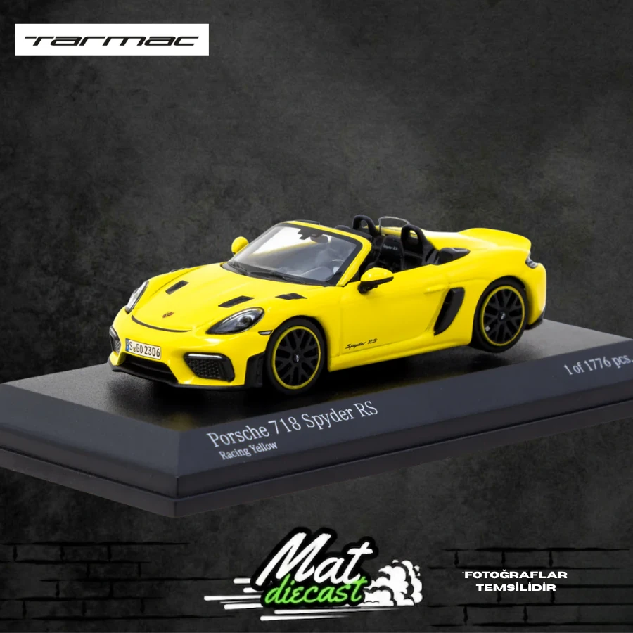 Tarmac Works X Minichamps COLLAB64 Porsche 718 Spyder RS Racing Yellow