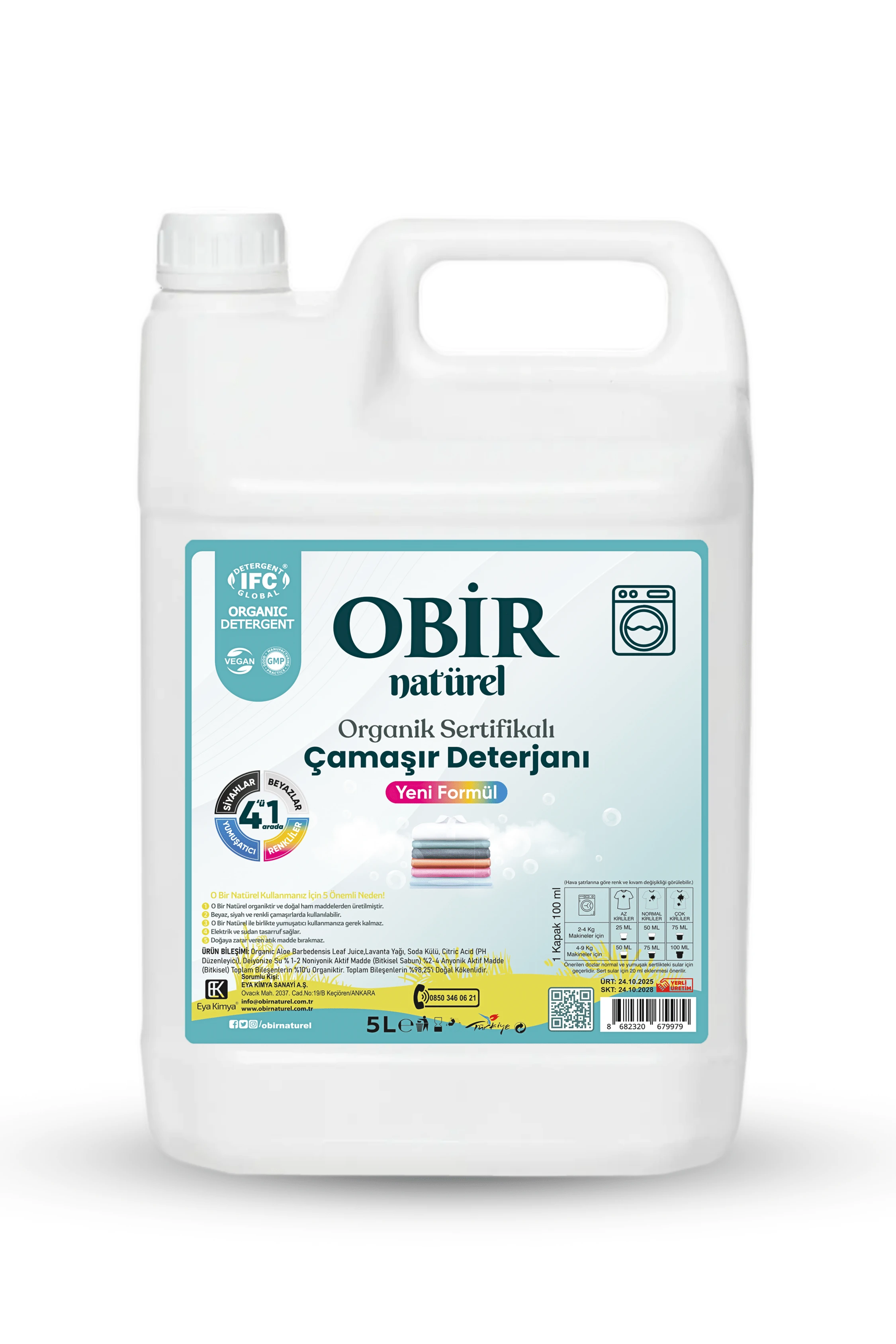Obir Naturel 5 LT Organik Çamaşır Deterjanı (Yumuşatıcı Gerektirmeyen ...