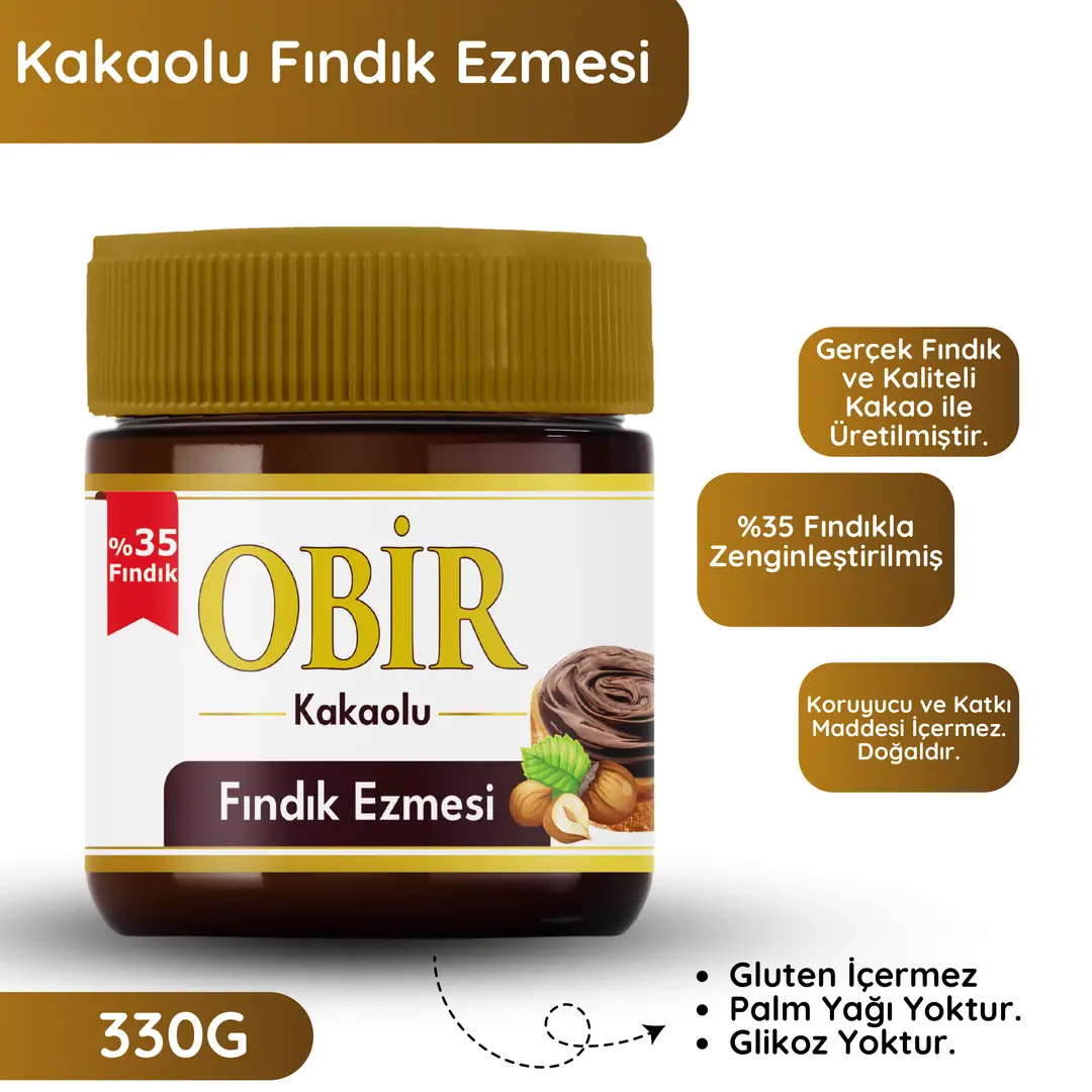 Obir Kakaolu Fındık Ezmesi (Doğal lezzetin çikolata ile buluşması!) 🍫🌰