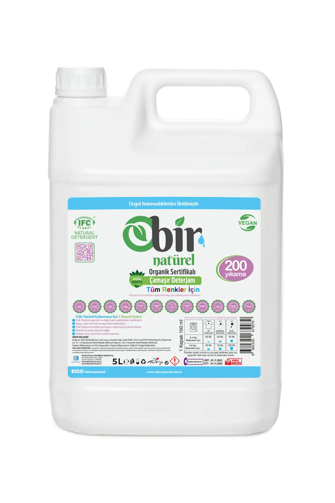 Obir Naturel 5 LT Organik Çamaşır Deterjanı (Yumuşatıcı Gerektirmeyen ...