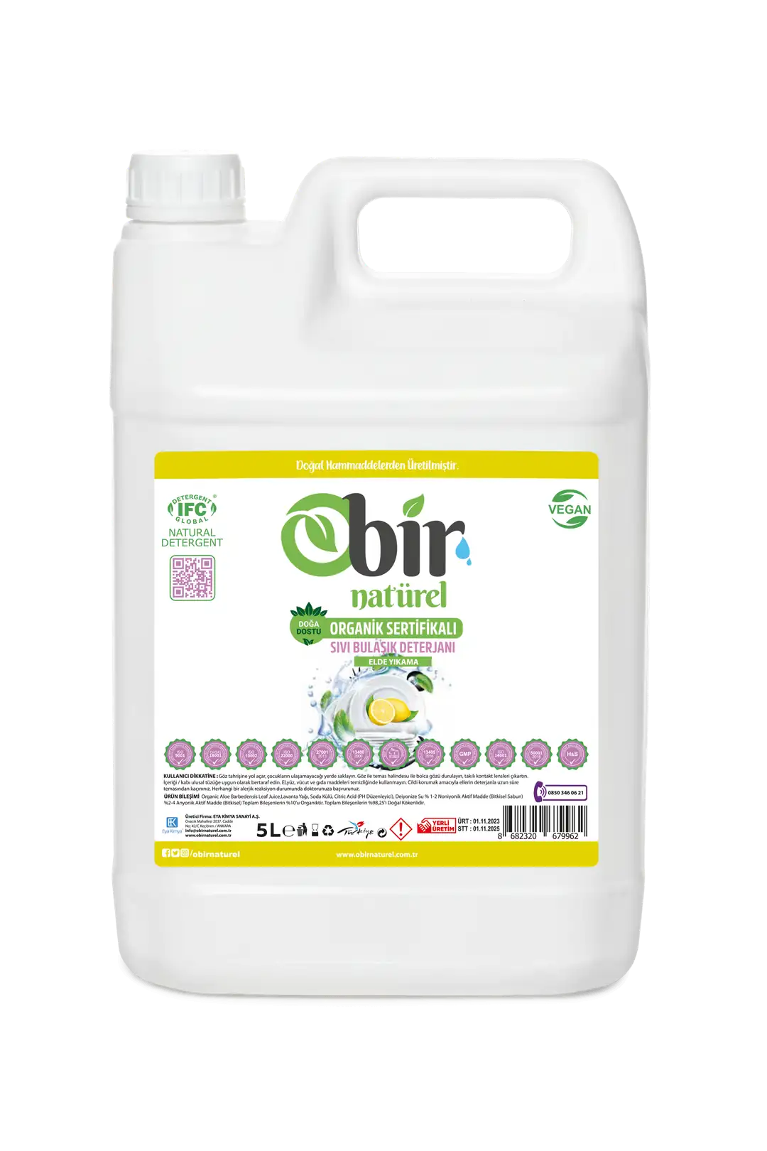 Obir Naturel 5 LT Sıvı Elde Yıkama Bulaşık Deterjanı - Güçlü Temizlik ...