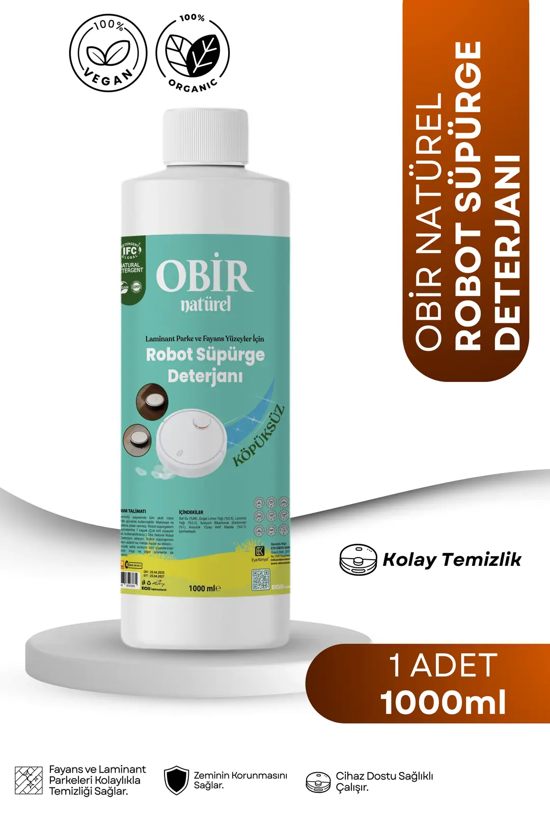 Robot Süpürge Deterjanı 1000 ml | Obir Natürel