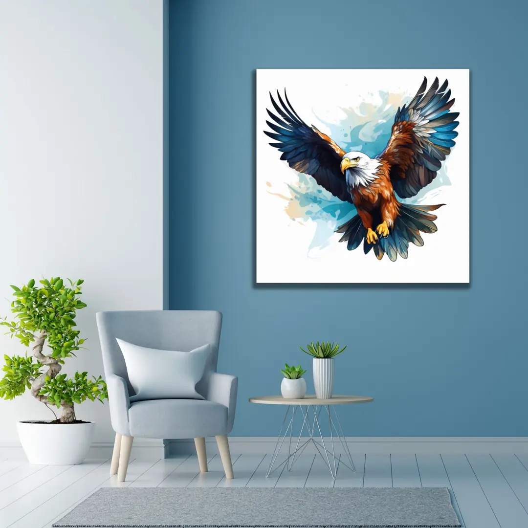 Tekli Kare Kanvas Duvar Tablosu Kara Kartal İlüstirasyon | GaagArt