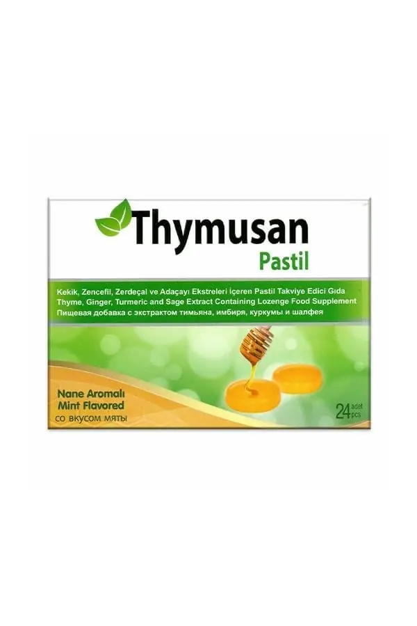 THYMUSAN Nane Aromalı Bitkisel Pastil 24 adet – Boğaz Pastili, Mentollü ...