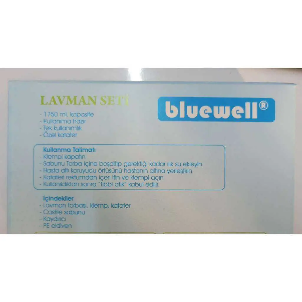 BLUEWELL Lavman Seti – Bağırsak Temizleme Kiti, Rektal Uygulama, Enema ...