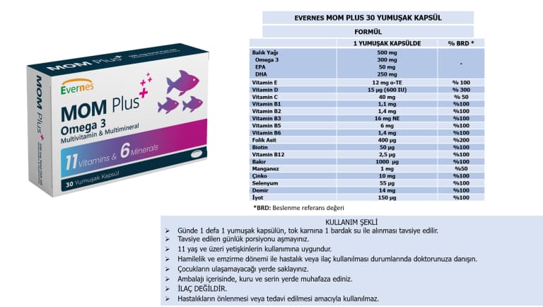 EVERNES Mom Plus 30 Yumuşak Kapsül Satın Al ⭐ Fiyat, Yorum, Kampanya ...