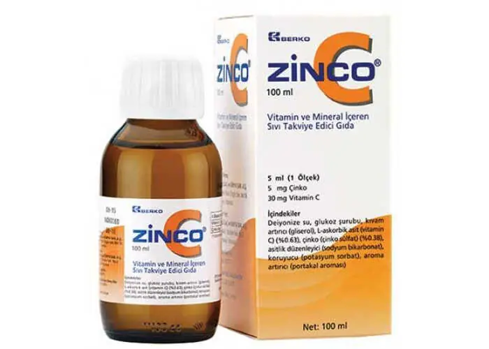 BERKO Zinco C Sıvı Çinko ve C Vitamini İçeren Takviye Edici Gıda Şurup ...