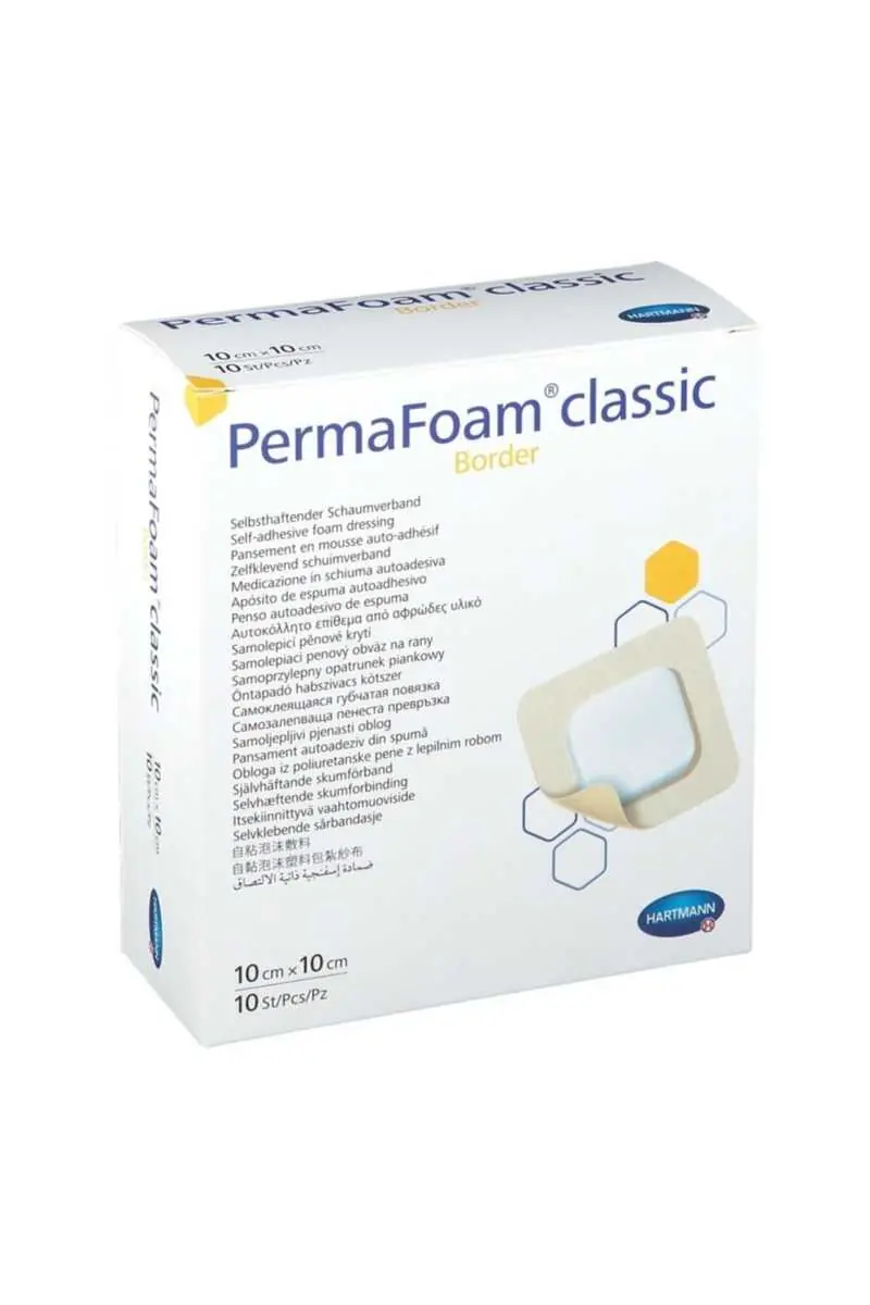 Permafoam Classic Border Köpük Yara Örtüsü 10 cm x 10 cm Tekli