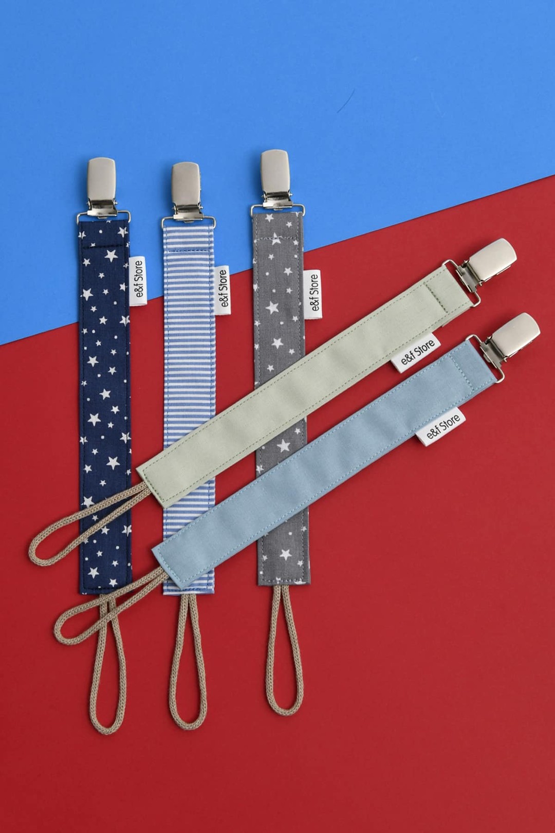 Şık ve Güvenli Kumaş Emzik Askısı 5'li Set - e&f Store Şık ve Güvenli Kumaş Emzik Askısı 5'li Set - e&f Store