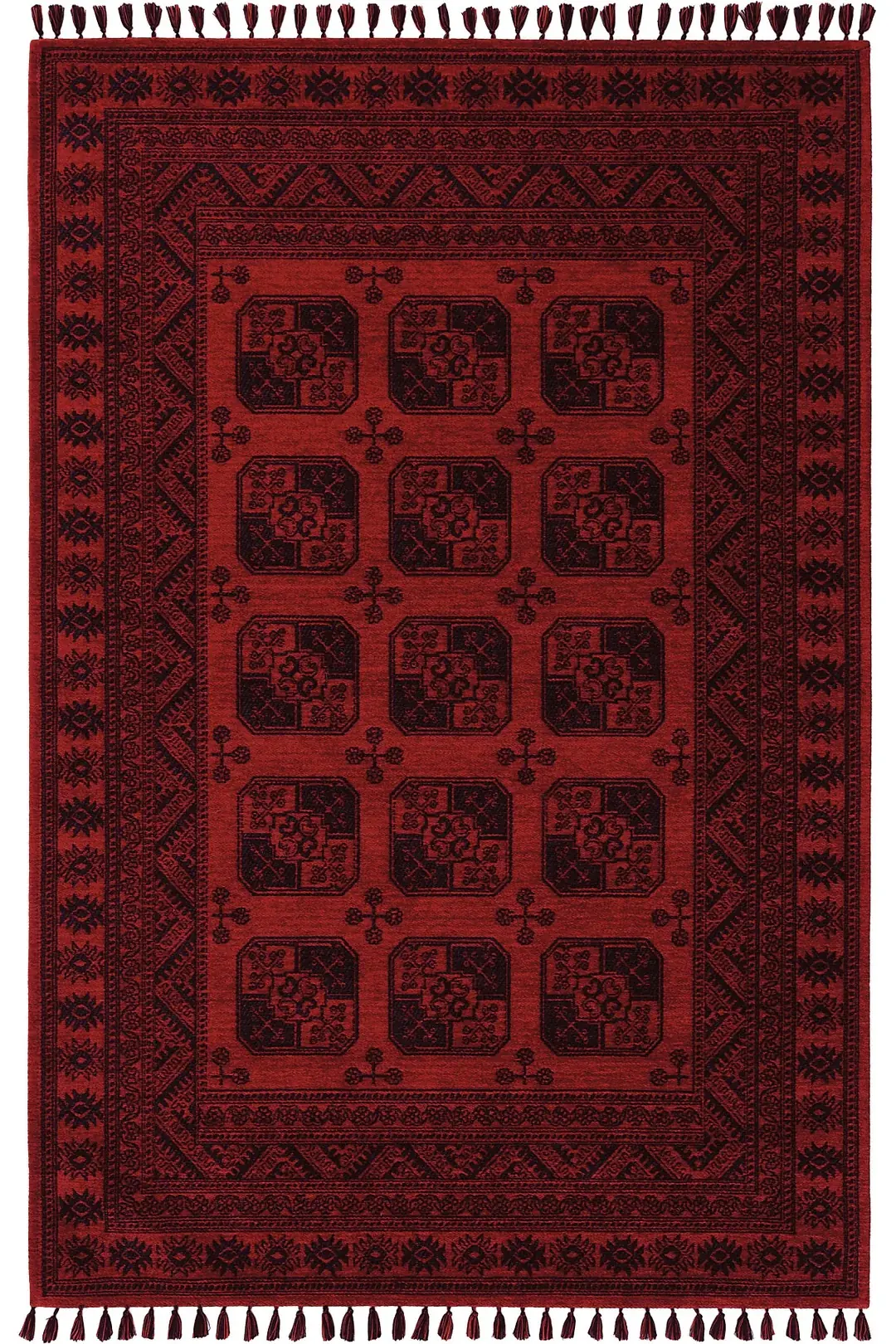 EMİRGAN HALI TÜRKMEN SERİSİ TR 03 KIRMIZI - KAYMAZ TABANLI YIKANABİLİR ...