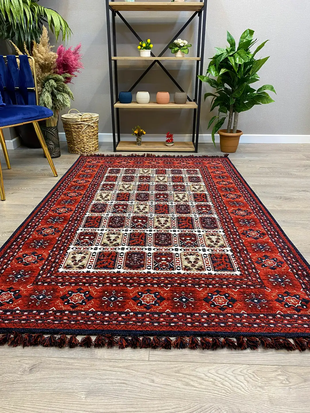 EMİRGAN HALI TÜRKMEN SERİSİ TR 08 KIRMIZI - KAYMAZ TABANLI YIKANABİLİR ...